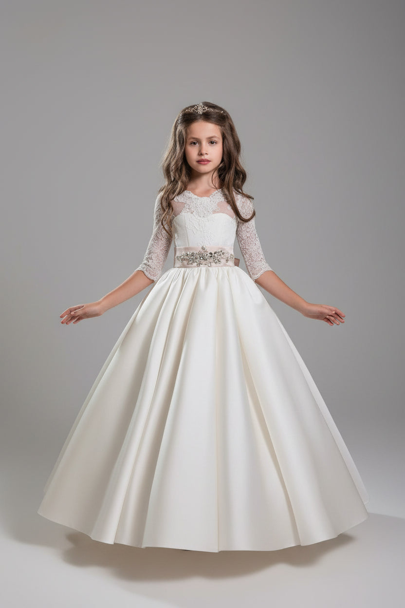 Lexington First Communion Dress | Luxury Satin Communion Gown for Girls